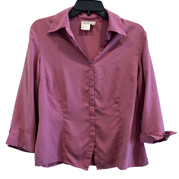 Fred David | Tops | Vintage Fred David Womens Pure Silk Blouse Button ...